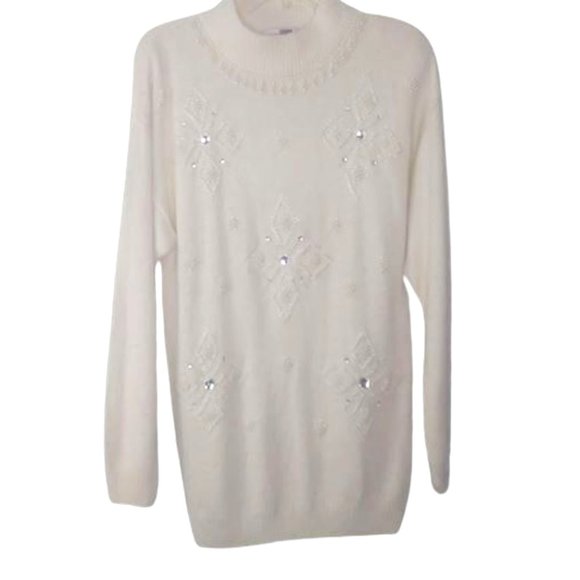 Sheridan Square | Sweaters | Vtg 98s Sheridan Square Cream Beaded Silk Angora Wool Sweater ...